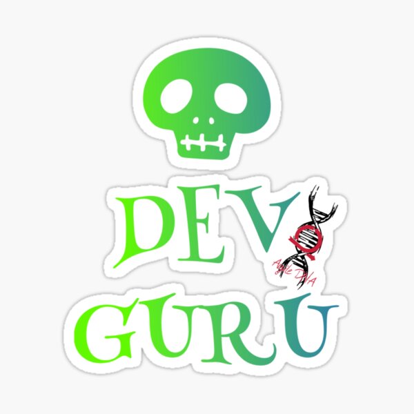 "Dev Guru Skull in Green" Sticker by EpicItems | Redbubble