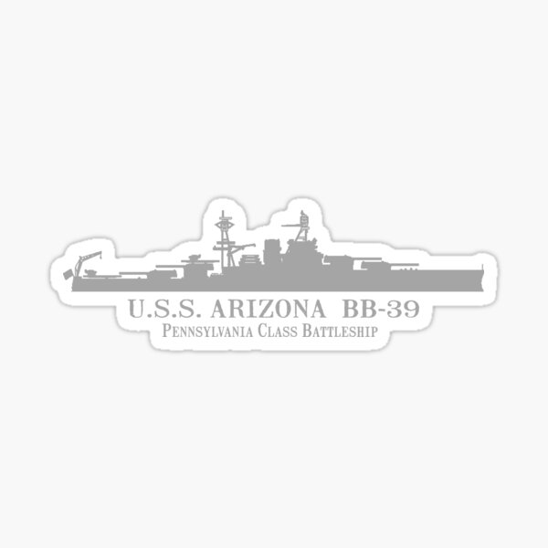 "U.S.S. Arizona BB-39 Battleship WWII Tech Drawing " Sticker for Sale ...