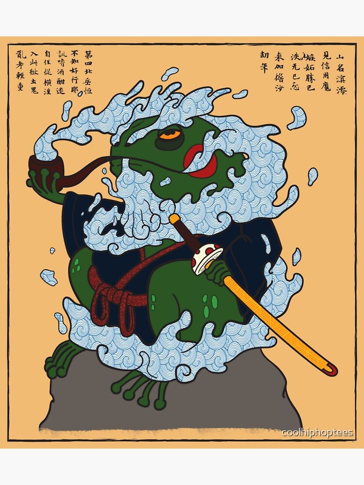"Japanese Samurai Ninja Frog Toad Vaporwave Woodblock Art Print" Poster ...