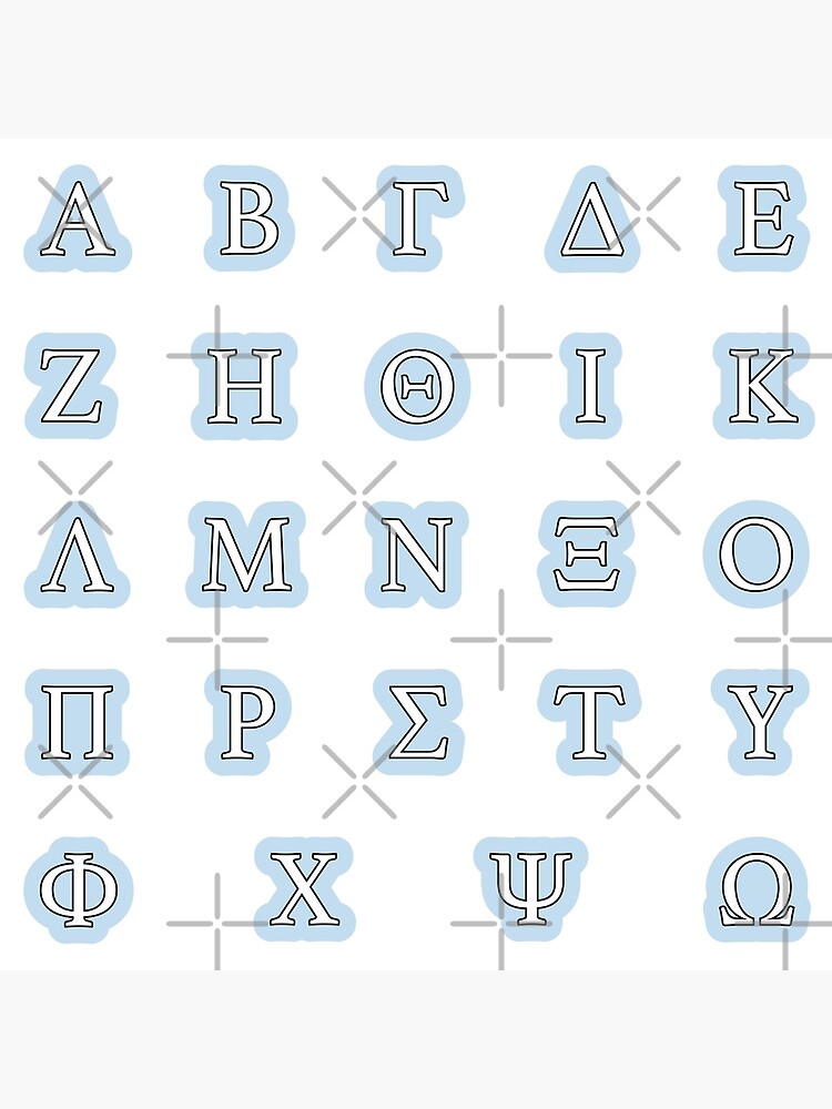 "Light Blue Greek Letter Sorority Alphabet Sticker Pack" Art Print by ...