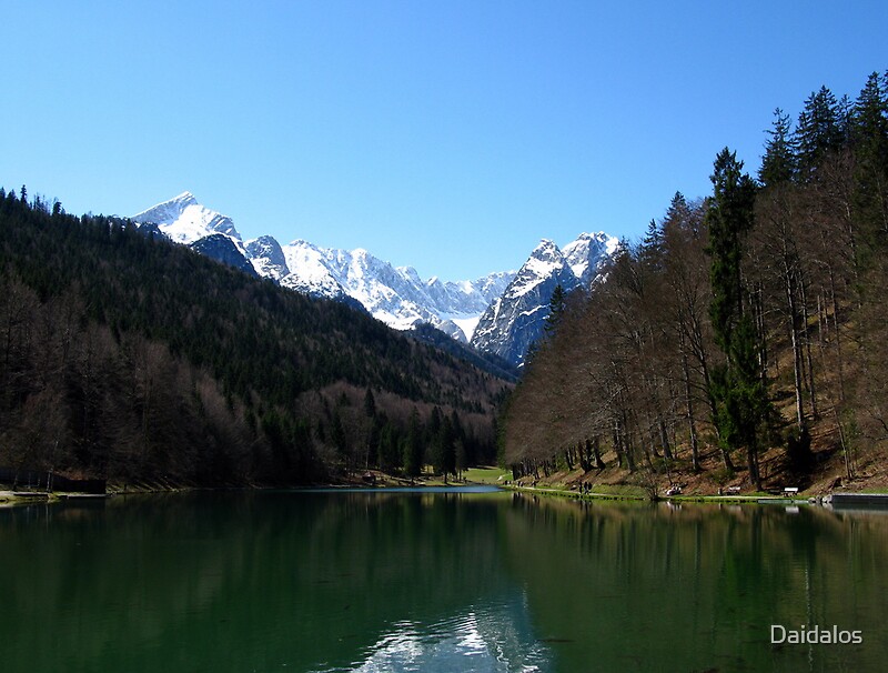"Lake Riessersee. Mountain Zugspitze." by Daidalos | Redbubble