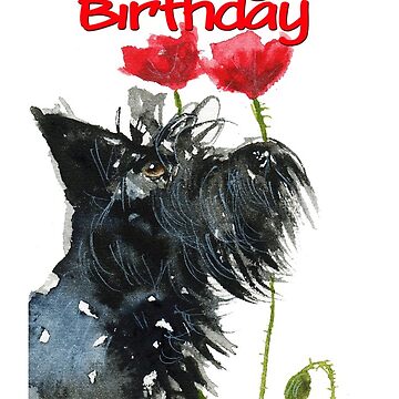 " Scottish Terrier 'Happy Birthday' " Greeting Card for Sale by ...