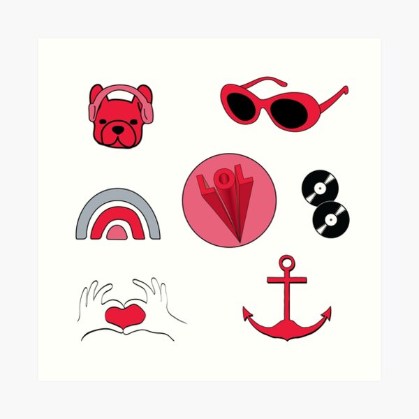 "Red Aesthetic Sticker Pack" Art Print by The-Goods | Redbubble