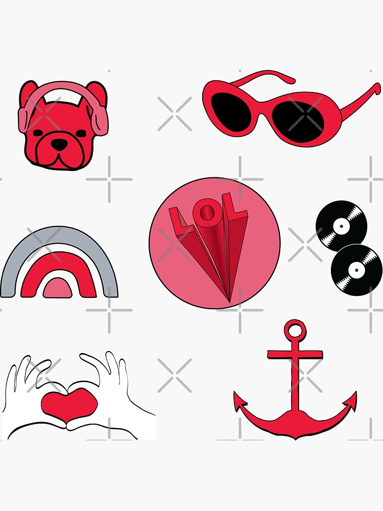 "Red Aesthetic Sticker Pack" Sticker by The-Goods | Redbubble