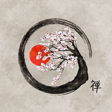 "Zen Enso Circle and Sakura Tree on Canvas" Art Board Print for Sale by k9printart | Redbubble