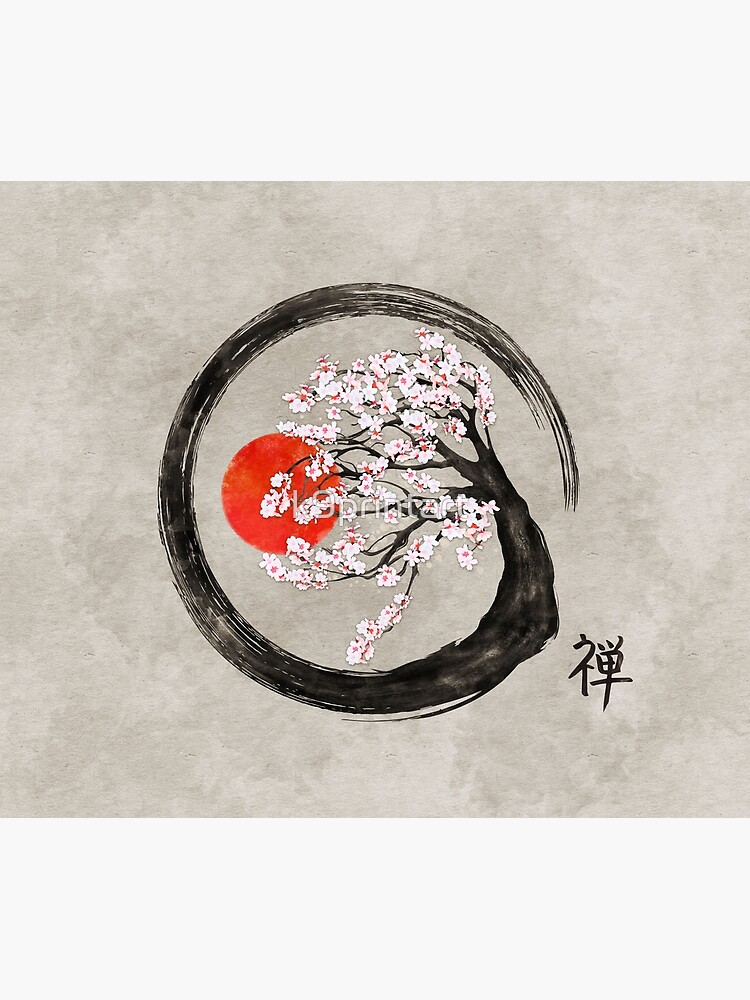 "Zen Enso Circle and Sakura Tree on Canvas" Throw Blanket for Sale by k9printart | Redbubble
