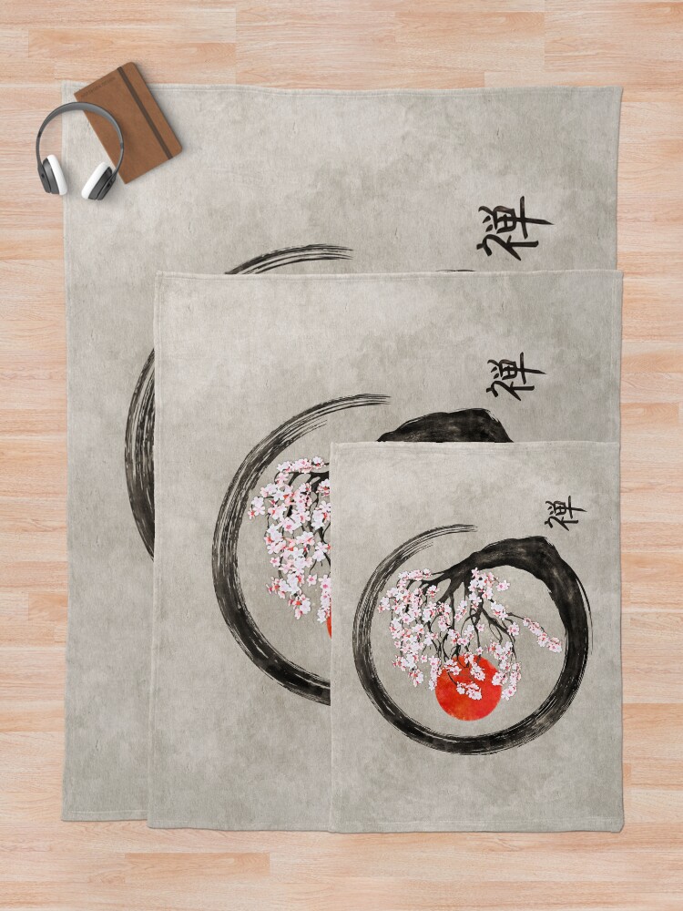 "Zen Enso Circle and Sakura Tree on Canvas" Throw Blanket for Sale by k9printart | Redbubble