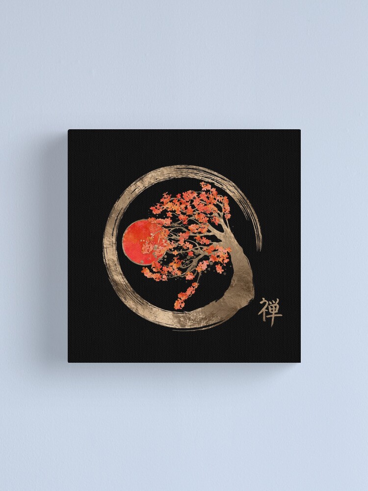 "Zen Enso Circle and Golden Sakura Tree" Canvas Print for Sale by k9printart | Redbubble