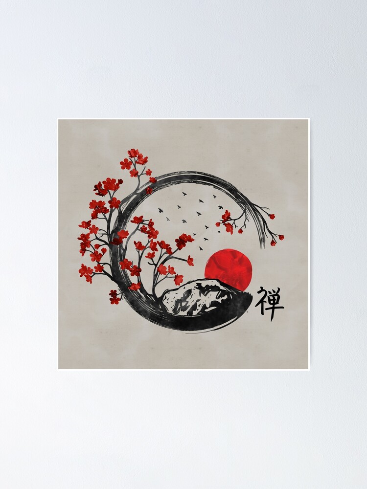 "Zen Enso Circle and Sakura Branches " Poster for Sale by k9printart | Redbubble