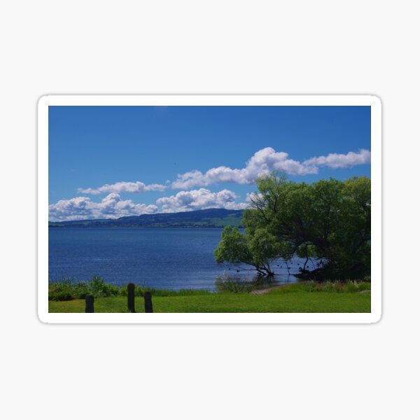 "Lake Rotorura" Sticker for Sale by lezvee | Redbubble
