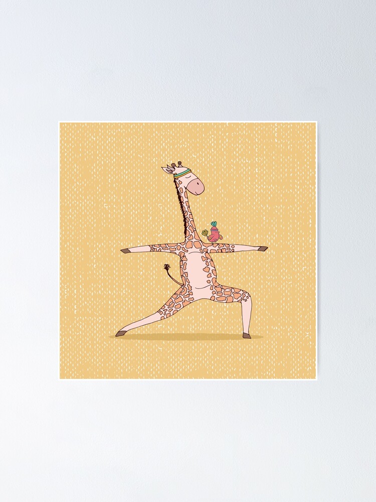 "Yoga Giraffe in Warrior Pose" Poster for Sale by Studio2point9 | Redbubble