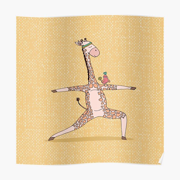 "Yoga Giraffe in Warrior Pose" Poster for Sale by Studio2point9 | Redbubble
