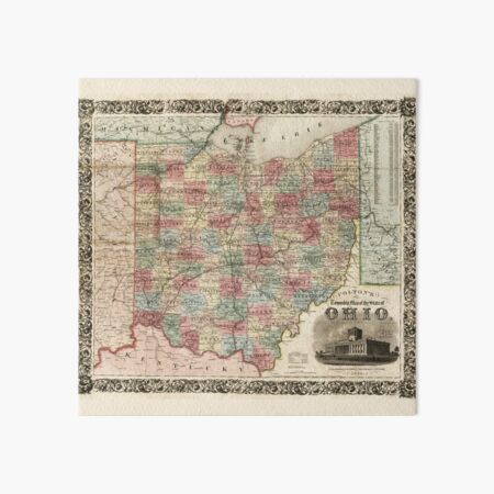 "Colton's township map of the State of Ohio (1851)" Art Board Print by ...