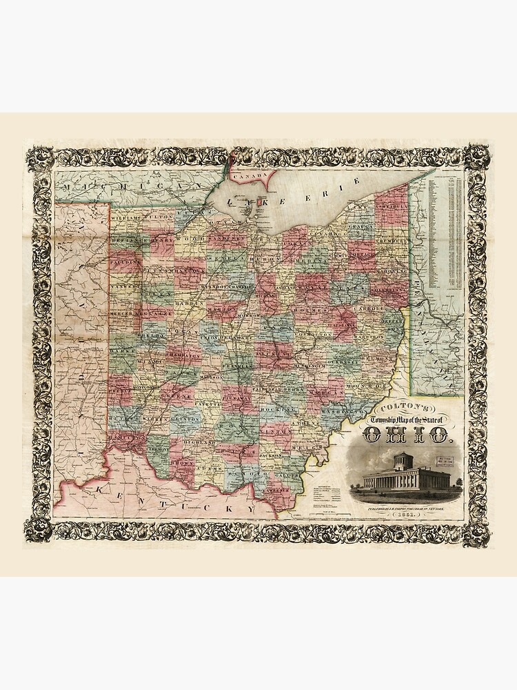 Lámina artística «Mapa del municipio de Colton del estado de Ohio (1851 ...