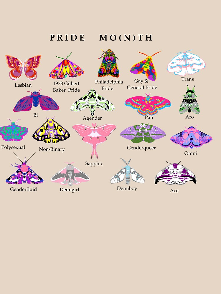 "Full Pride Moth Collection" T-shirt for Sale by 3hdj | Redbubble ...