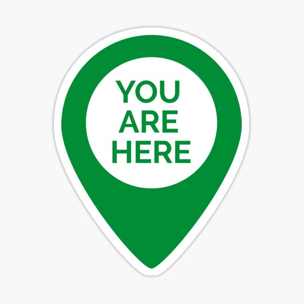 "You are here Green" Sticker for Sale by talkitoff | Redbubble