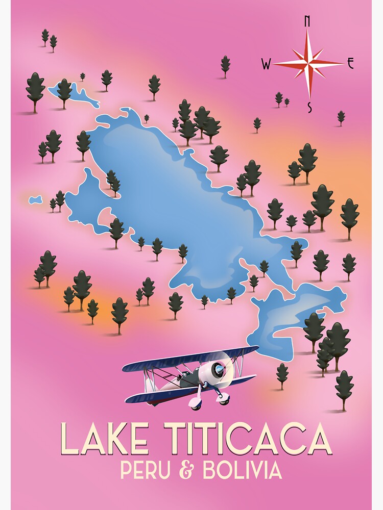 "Lake Titicaca Map Travel poster" Sticker by vectorwebstore | Redbubble