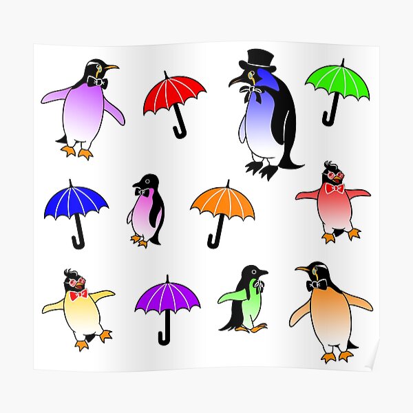 "Rainbow Penguins!" Poster by rachelka | Redbubble