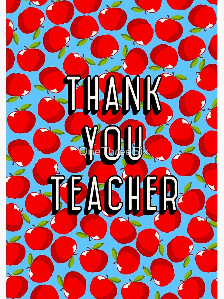 "Thank you teacher apple design with blue background " Poster by ...