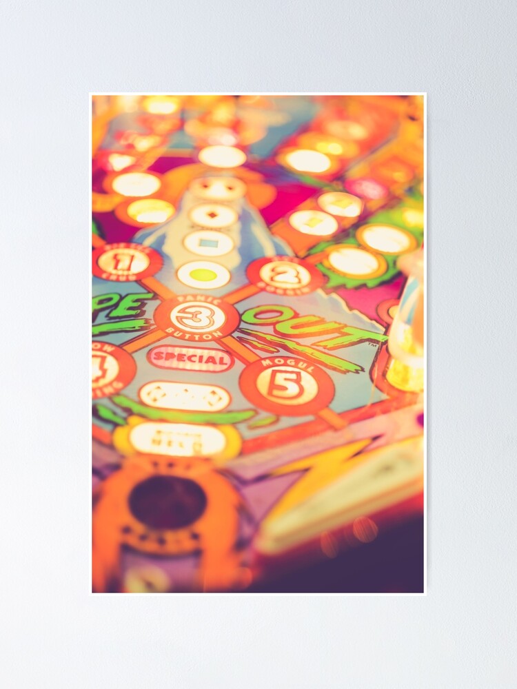 "Vintage Pinball Playfield and Lights" Poster by peanutroaster | Redbubble