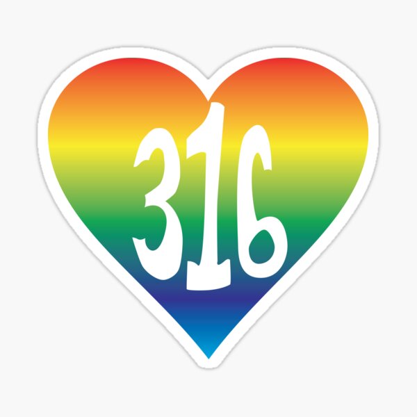 "Hand Drawn Kansas Pride Rainbow Heart 316 Area Code" Sticker by ...