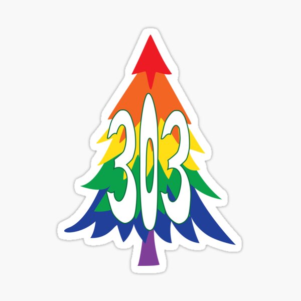 "Hand Drawn Colorado Pride Tree 303 Area Code" Sticker by itsrturn ...