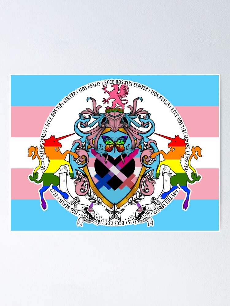 Póster «Bandera del orgullo trans con heráldica» de AshleyJLaw | Redbubble
