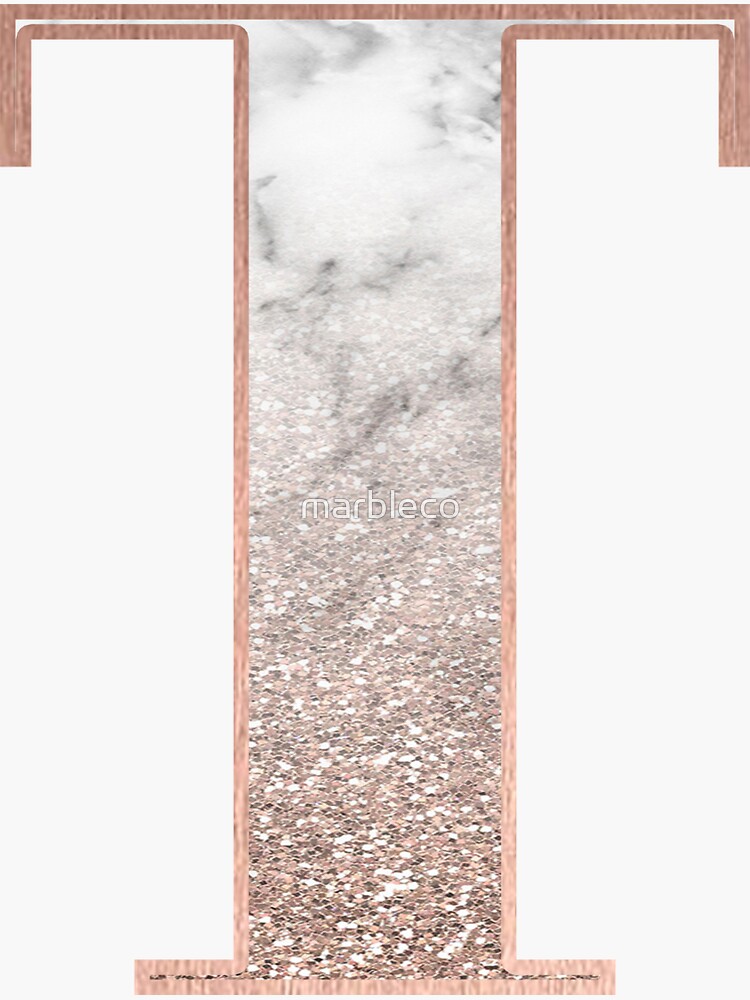 "Monogram rose gold glitter marble T" Sticker by marbleco | Redbubble