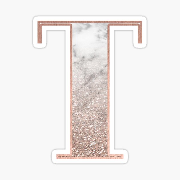 "Monogram rose gold glitter marble T" Sticker by marbleco | Redbubble