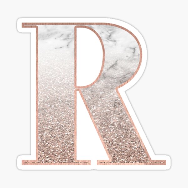 "Monogram rose gold glitter marble R" Sticker for Sale by marbleco ...