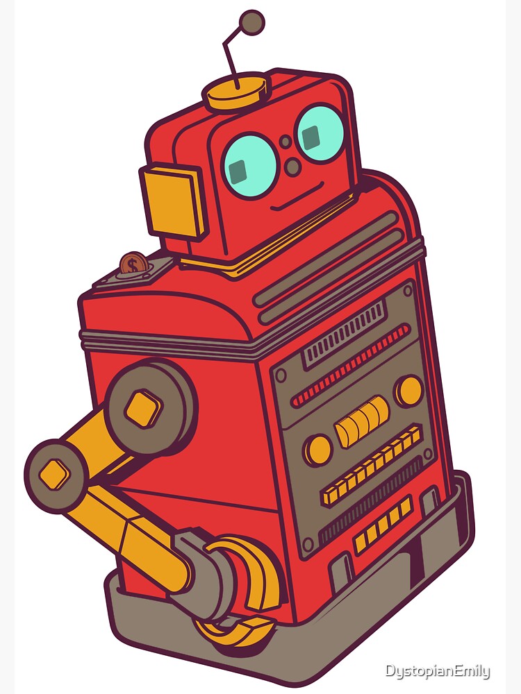 "Coin operated robot - retro" Sticker by DystopianEmily | Redbubble