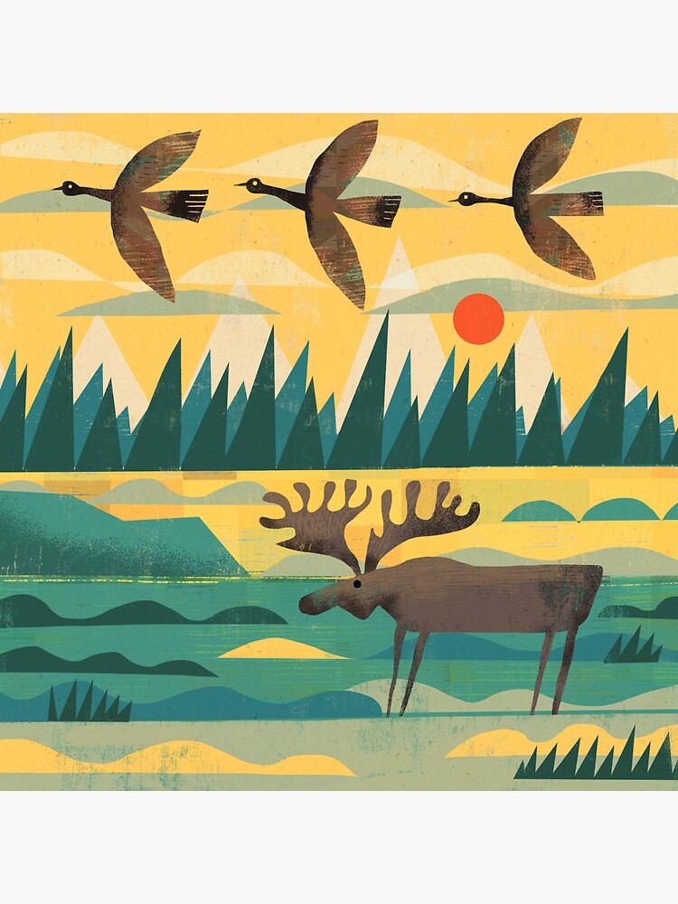 "Geese and Moose" Sticker for Sale by gklucas | Redbubble