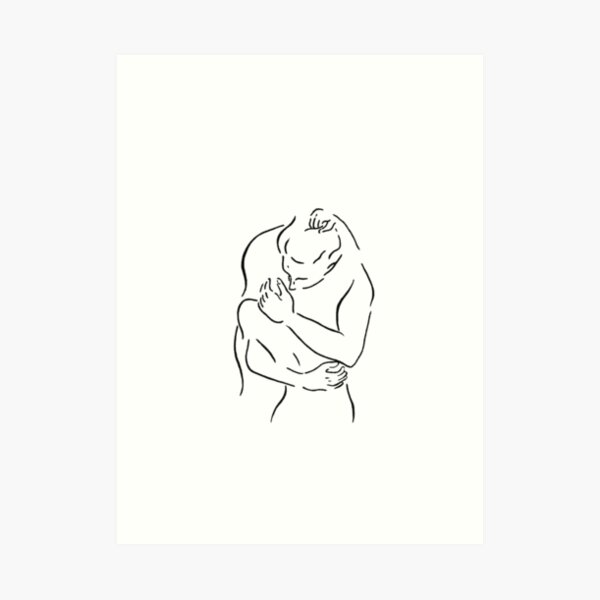 "Hugging couple outline" Art Print for Sale by awhalesong | Redbubble
