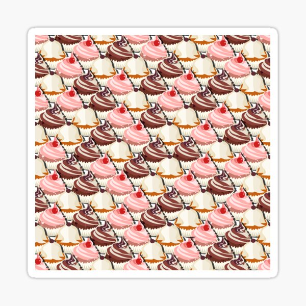 "Vanilla, Chocolate, and Strawberry Cupcake Pattern" Sticker for Sale ...