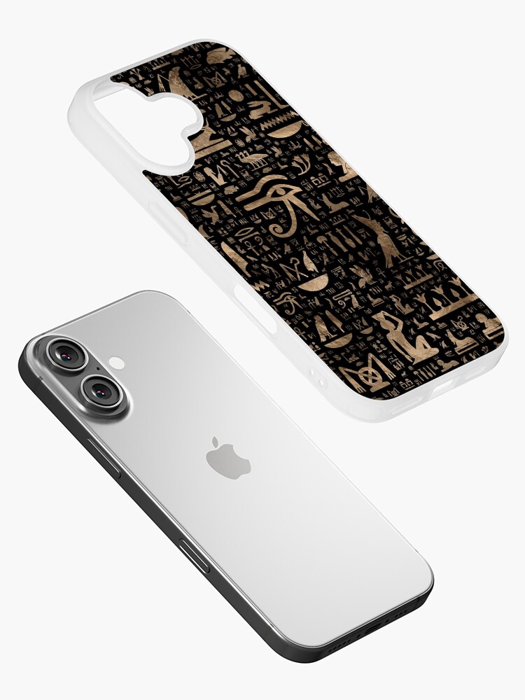 "Ancient Egyptian hieroglyphs - Black and gold " iPhone Case for Sale ...