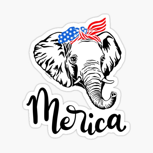 "Merica Elephant America USA Republican Conservative Right" Sticker for ...