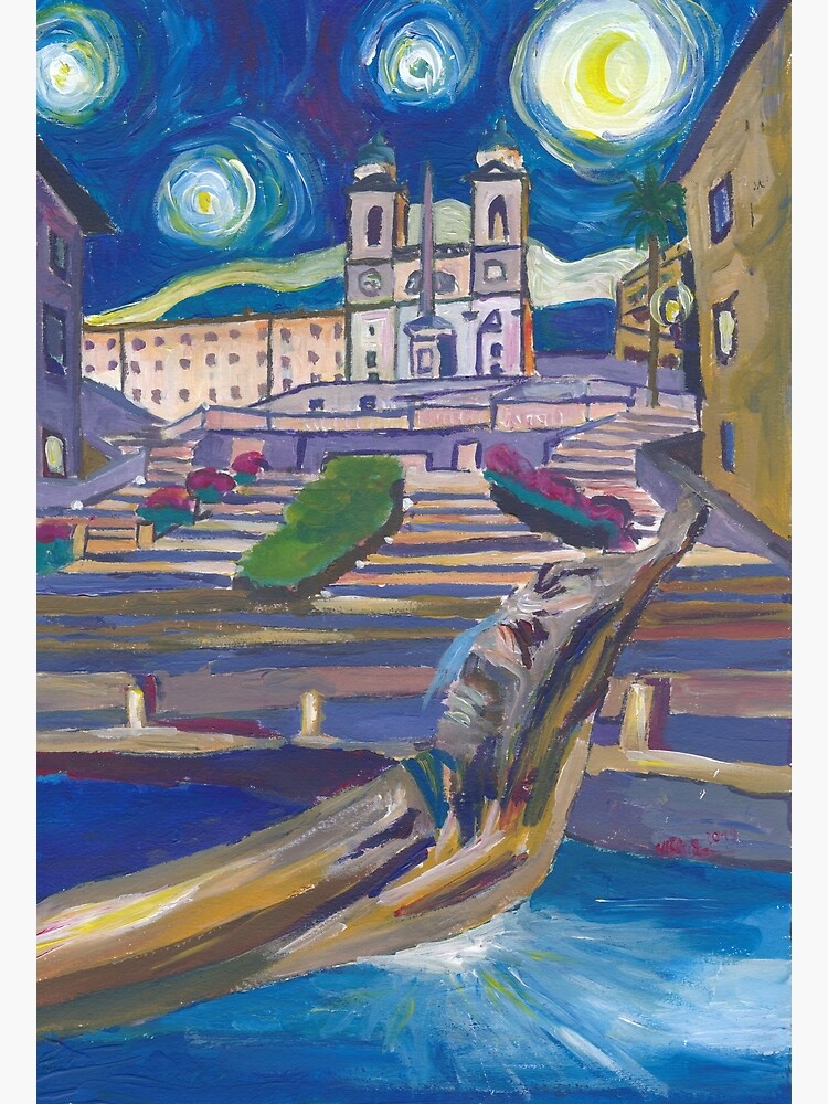 "Starry night over the spanish stairs in Rome Italy" Art Print for Sale ...