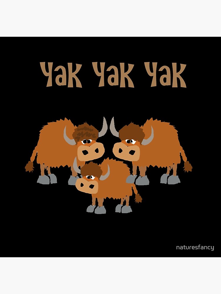 "Funny Yak Yak Yak Pun Cartoon with three Yak Animals" Throw Pillow by ...