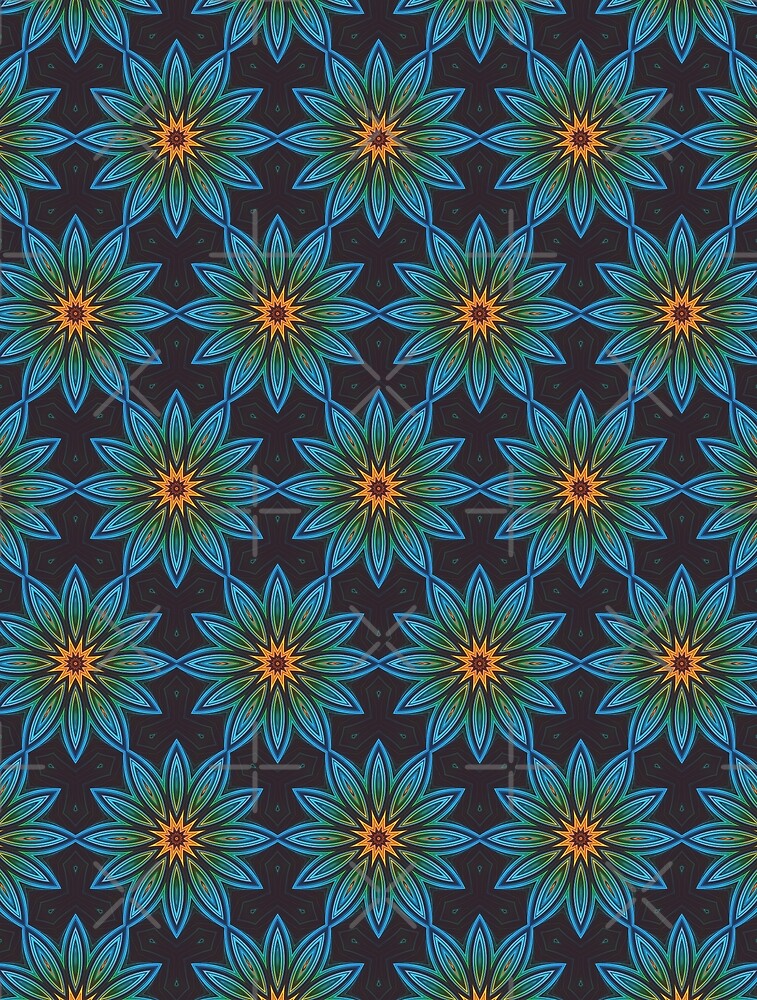 "Blue Geometric Abstract Flower Vector Pattern." by patternsoup | Redbubble