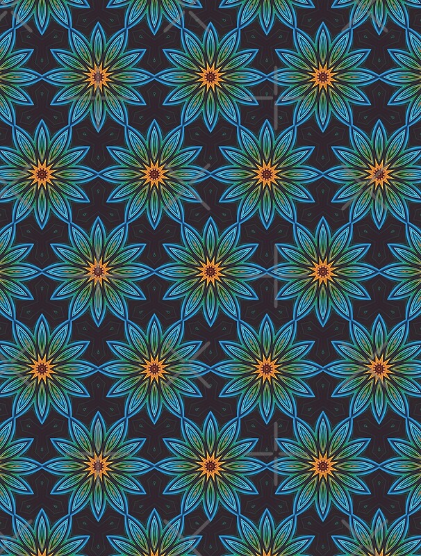 "Blue Geometric Abstract Flower Vector Pattern." by patternsoup | Redbubble