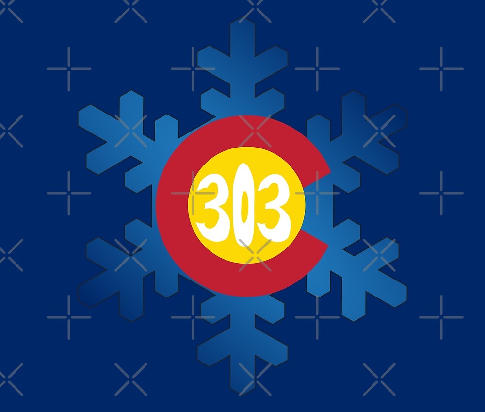 "Hand Drawn Colorado Flag Snowflake 303 Area Code" by itsrturn | Redbubble