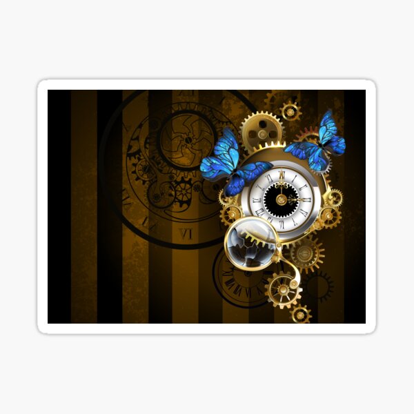 "Silver Watches with Blue Butterflies" Sticker for Sale by Blackmoon9 ...