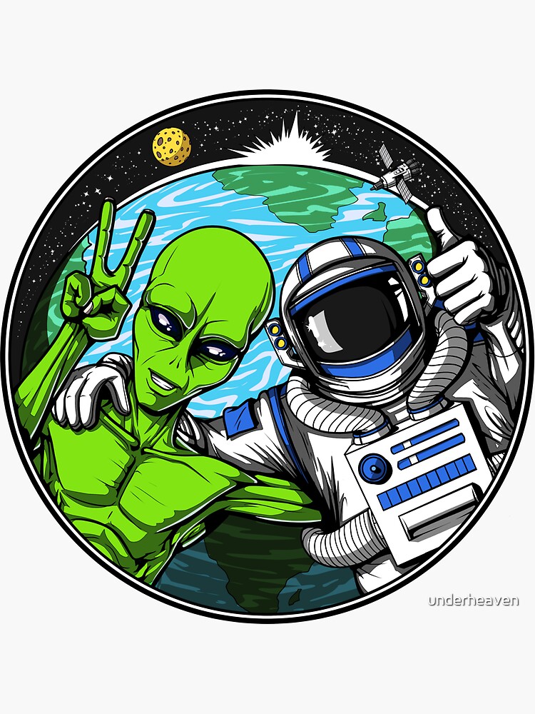 "Astronaut Alien Peace" Sticker for Sale by underheaven | Redbubble