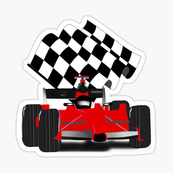 "Red Race Car with Checkered Flag" Sticker for Sale by Gravityx9 ...
