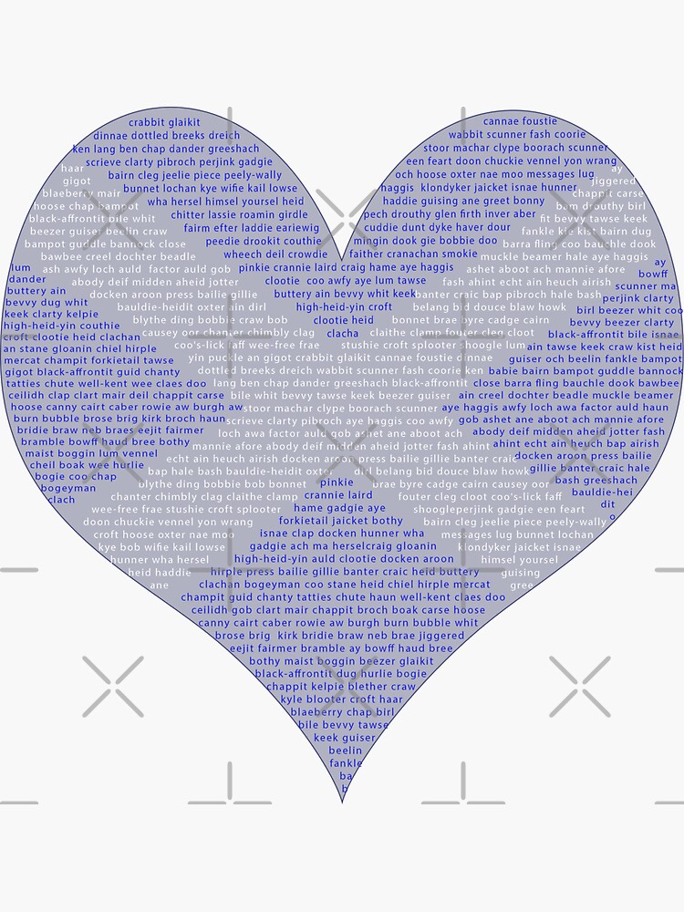 "Scots Words in a Saltire in a Heart" Sticker by SiobhanFraser | Redbubble