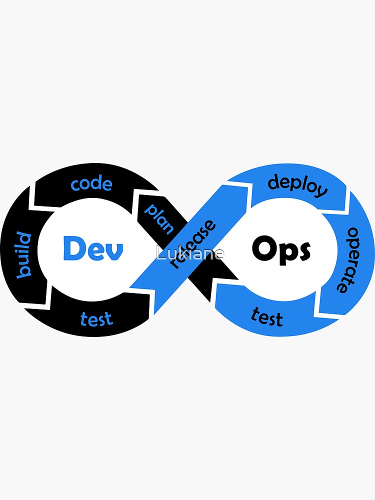 "DevOps Sticker - Black Blue" Sticker for Sale by Lukiane | Redbubble