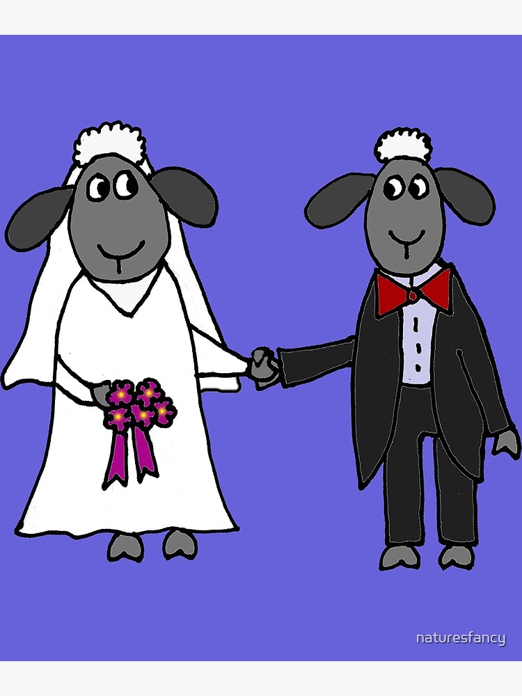 "Funny Sheep Bride and Groom Wedding Cartoon" Poster by naturesfancy ...