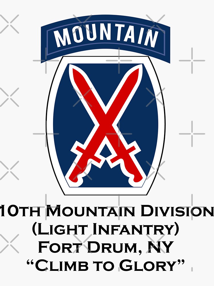 "10th Mountain with text" Sticker by jcmeyer | Redbubble