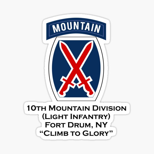 "10th Mountain with text" Sticker by jcmeyer | Redbubble