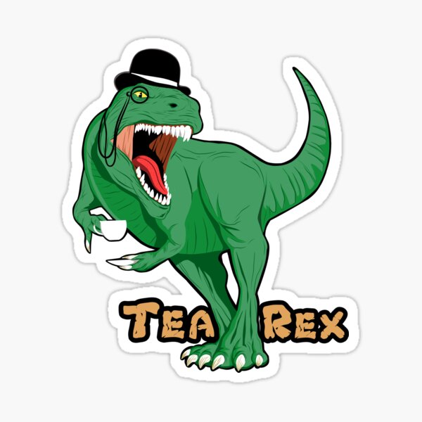 "Tea Rex" Sticker by TimAddisonArt | Redbubble